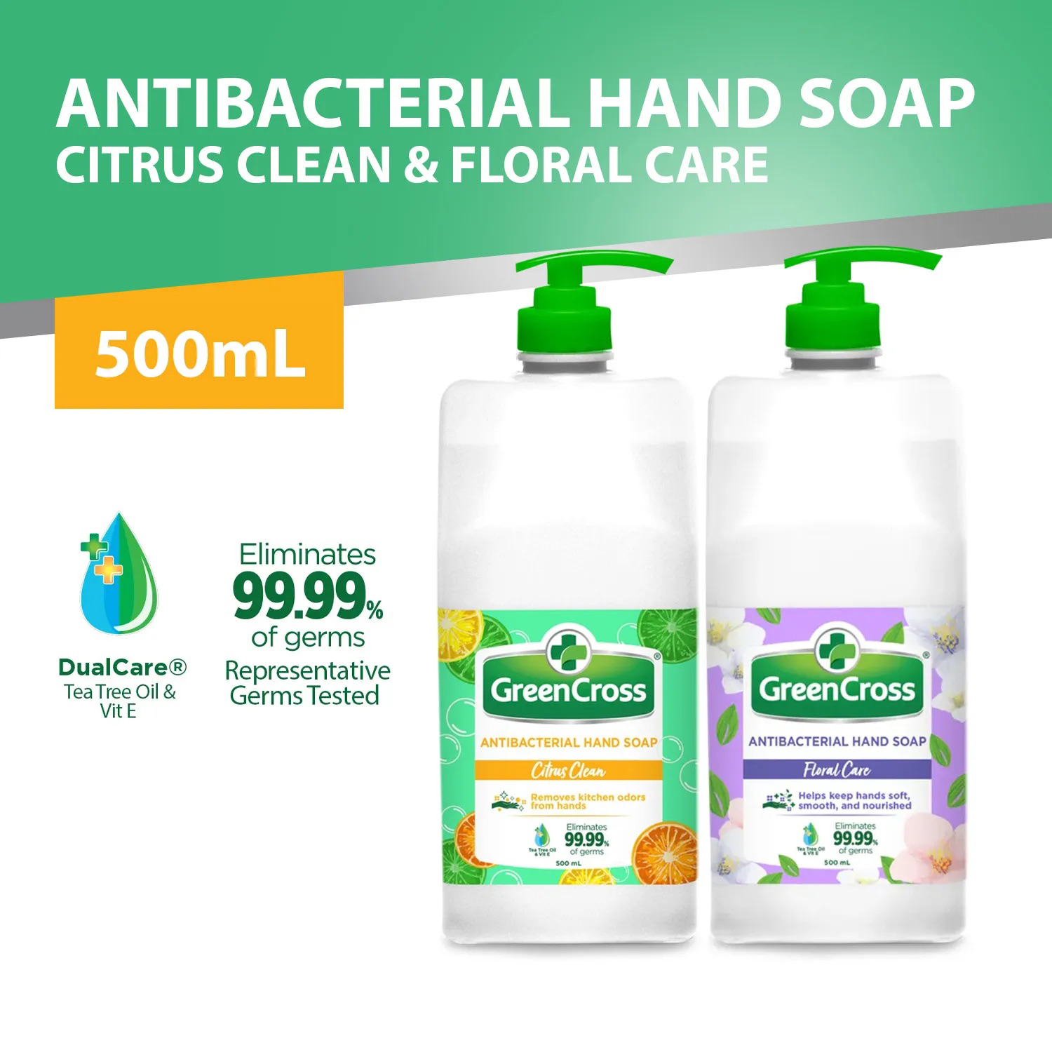 GreenCross (Floral Care / Citrus Clean) Antibacterial Handwash Liquid ...