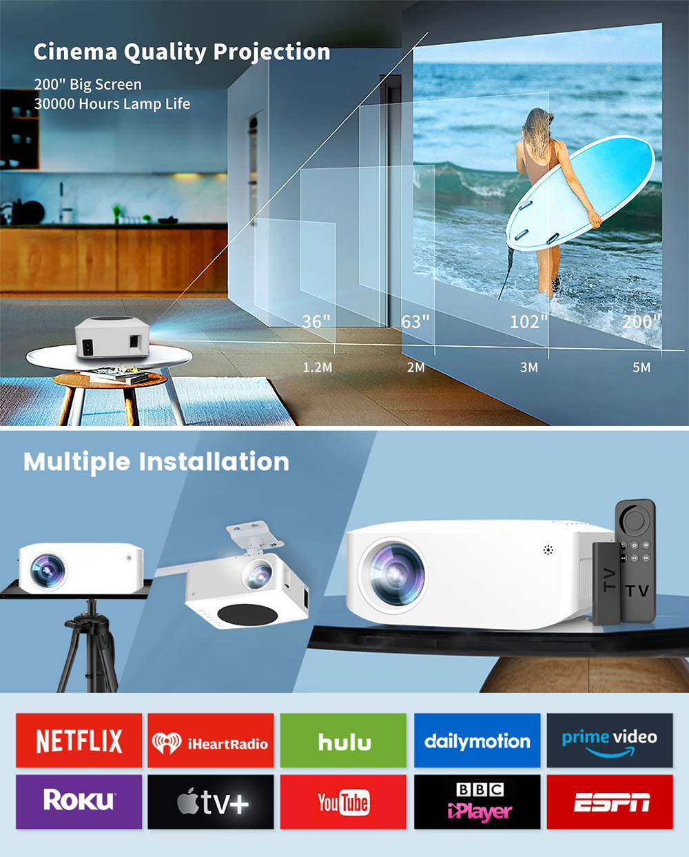 8000 lumen 4K Android mini projector for phone and laptop portable ...