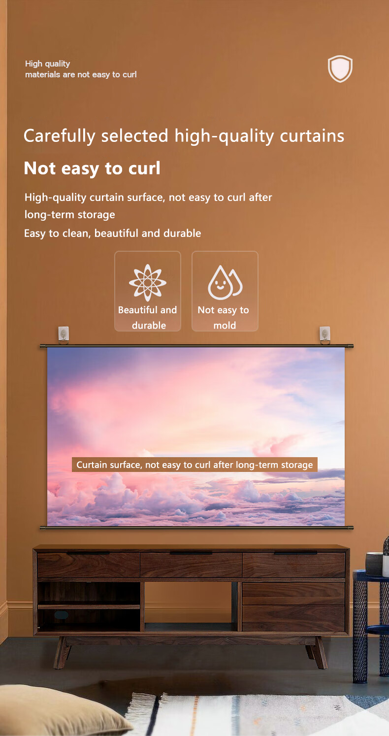 glass fibre white screen for projector pull down roll up projector ...