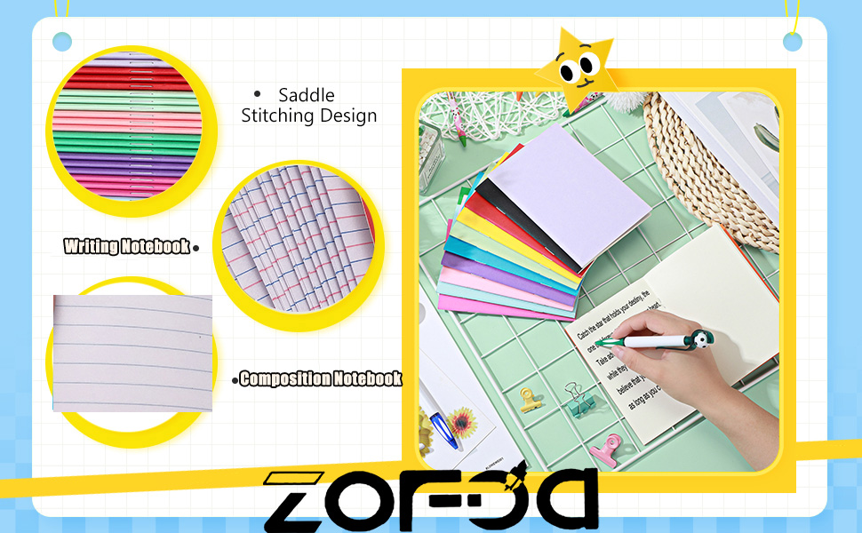 80Sheets Composition Notebook Writing Notebook Grade 1/2/3 Notepad ...