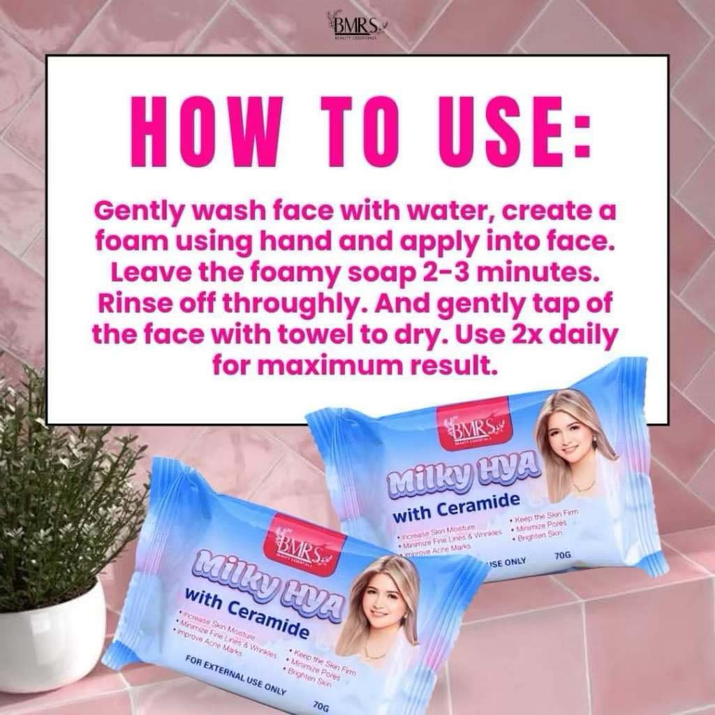 (5PCS) ORIGINIAL BMRS MILKY HYA SOAP WITH CERAMIDE, GLUTATHIONE VITAMIN ...