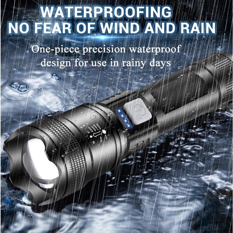 Super Bright Zoom LED Flashlight Rechargeable Waterproof Outdoor Heavy ...