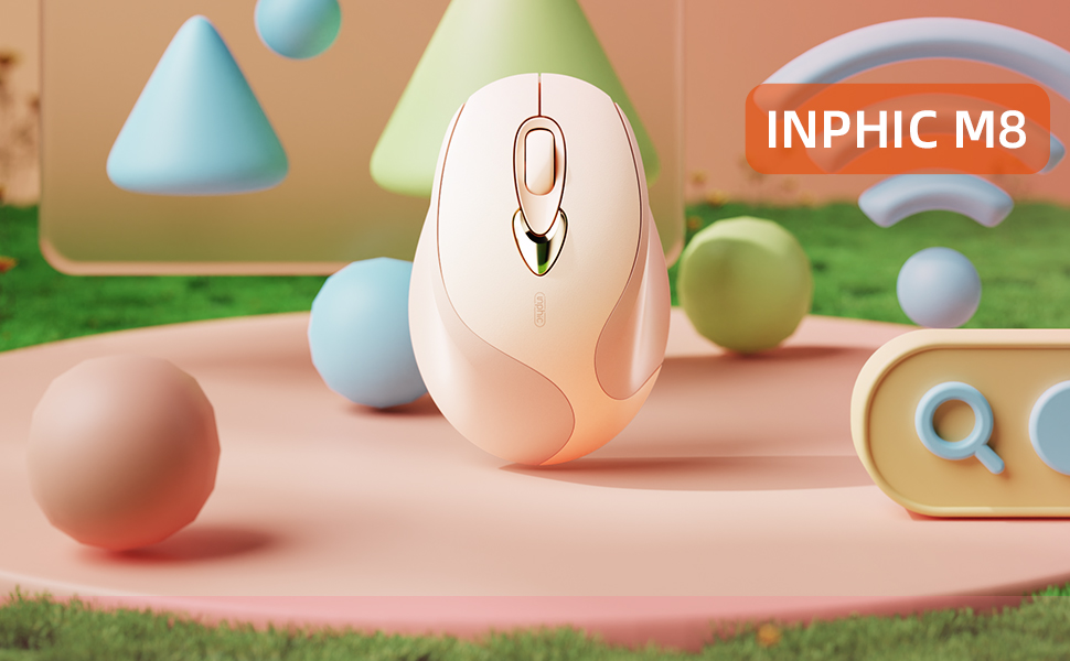 Inphic M8 Wireless Mouse Rechargeable Mice Silent Ergonomic Girls Cute ...
