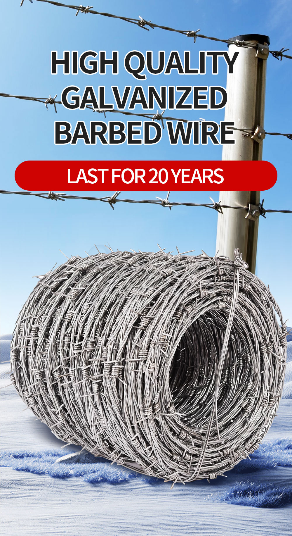 100/200 Meters Barbed Wire Hot Dipped Galvanized / PVC Coated for Anti ...