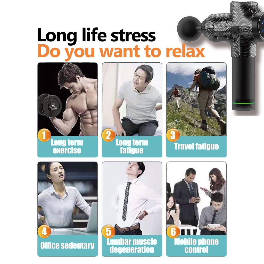Multi Function Massage Gun With 4 Replaceable Massage Heads Muscle ...