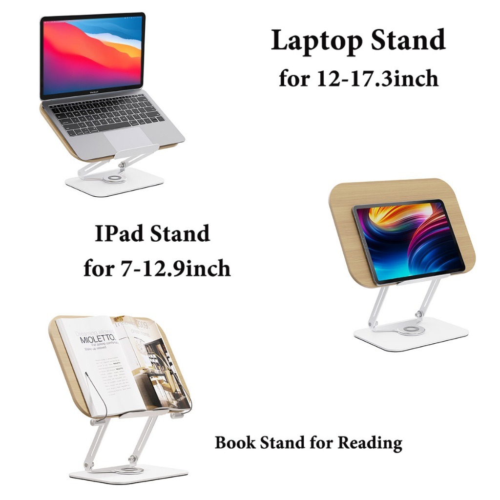 360Rotation Laptop Stand Multi-Role Adjustable Book Stand for Reading ...