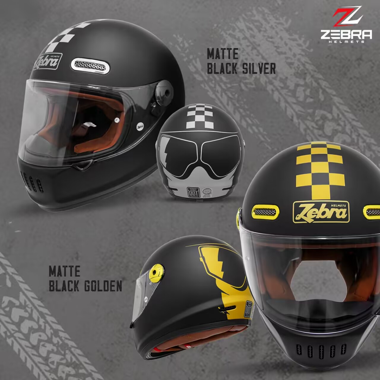 Zebra VERTUOSO Classic Helmet Full Face Motorcycle Men Women Retro ...