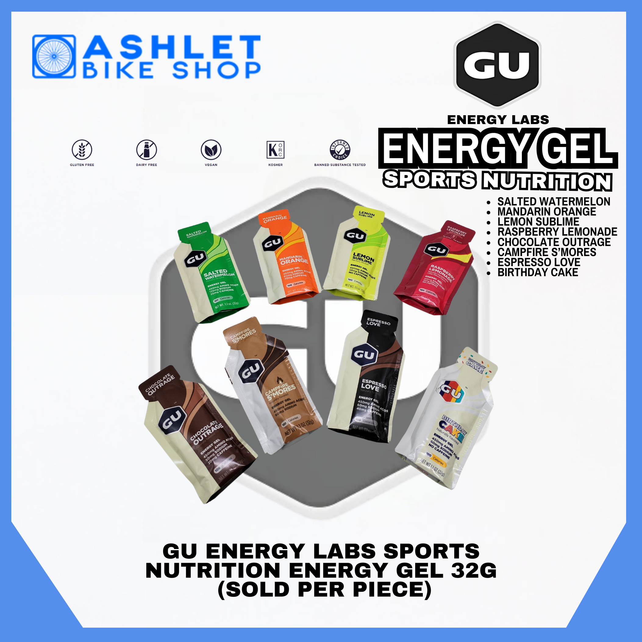 GU ENERGY LABS Athletic Performance Sports Nutrition ENERGY GEL 32grams (1pc) - ASHLET BIKE SHOP ...