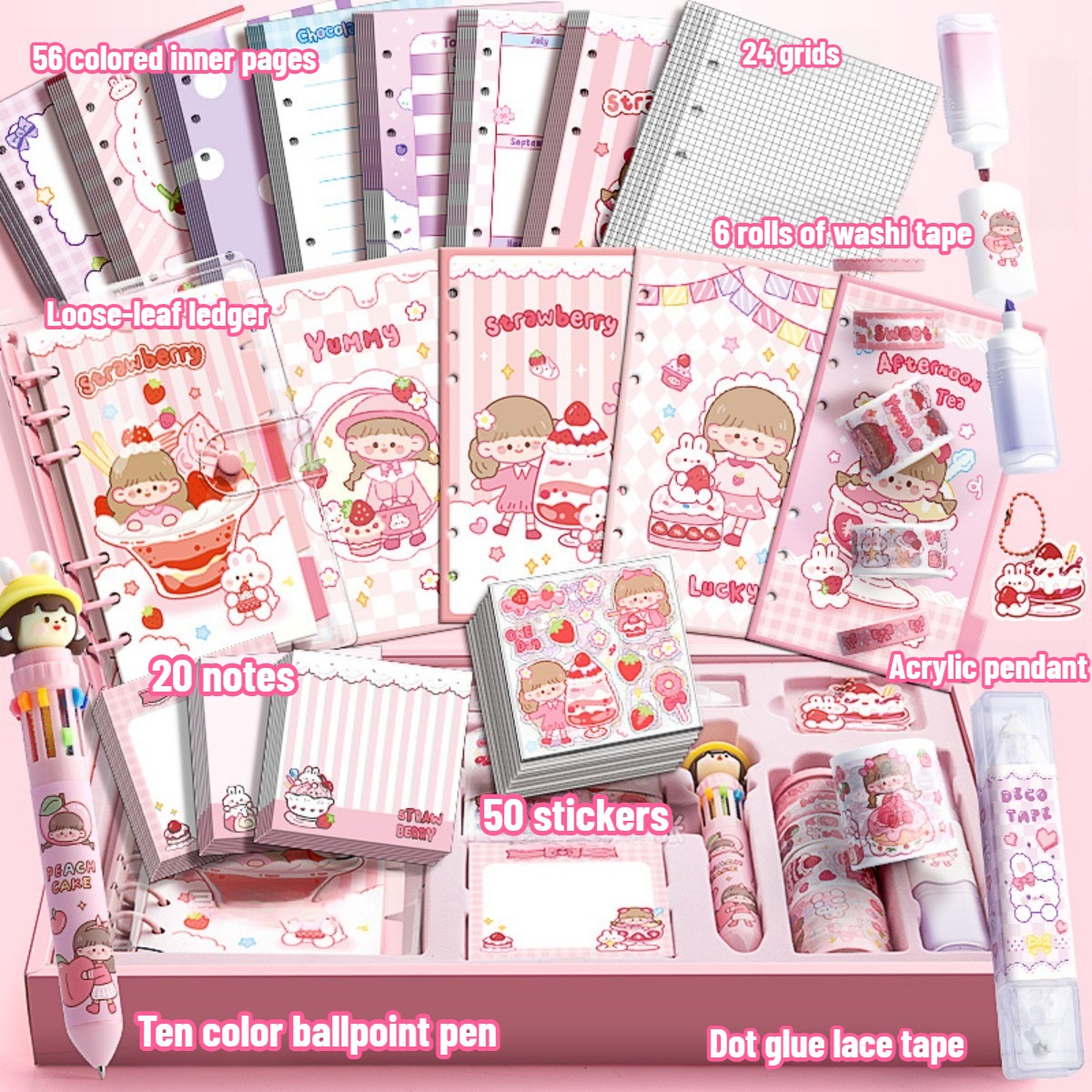178Pcs Hand Ledger Girls Diary Notebook PVC Handbook Cute Girl Coloring ...