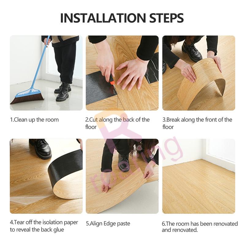 50PCS Wooden Vinyl Floor Sticker 91X15CM Self Adhesive Waterproof 2MM ...
