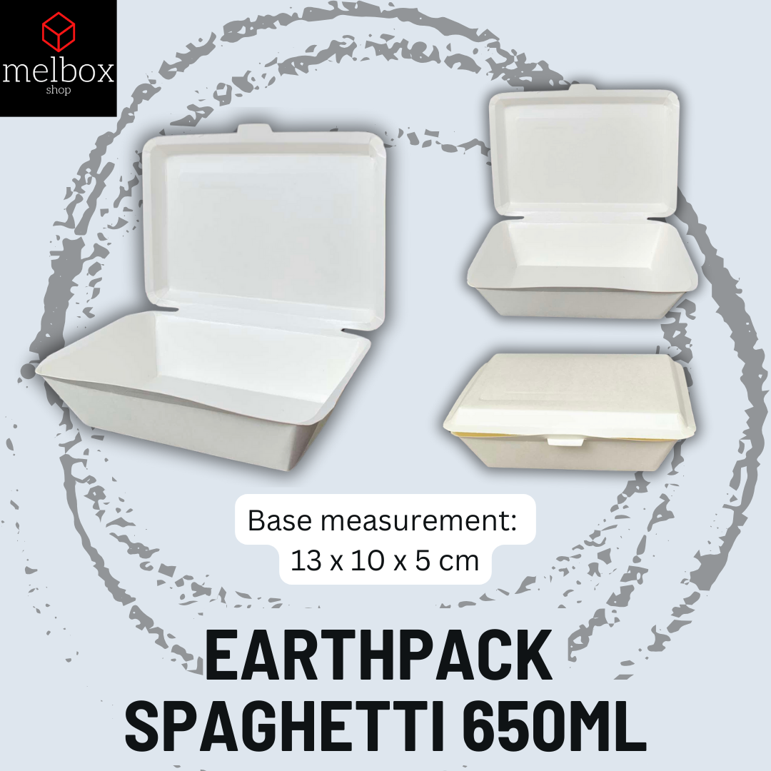 [50 pcs] Earthpack Spaghetti 650ml Disposable Food Box | Shopee Philippines