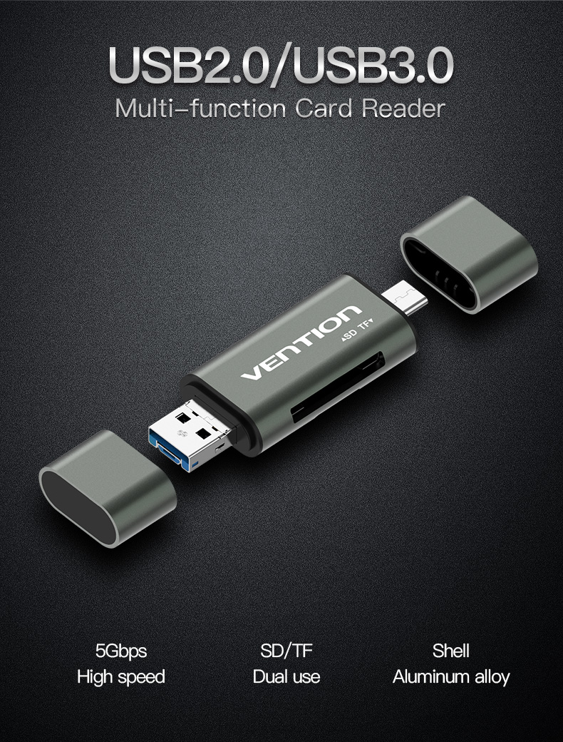Vention Usb Card Reader 2.0 3.0 Tf Sd Micro Type-C Otg Converter For ...