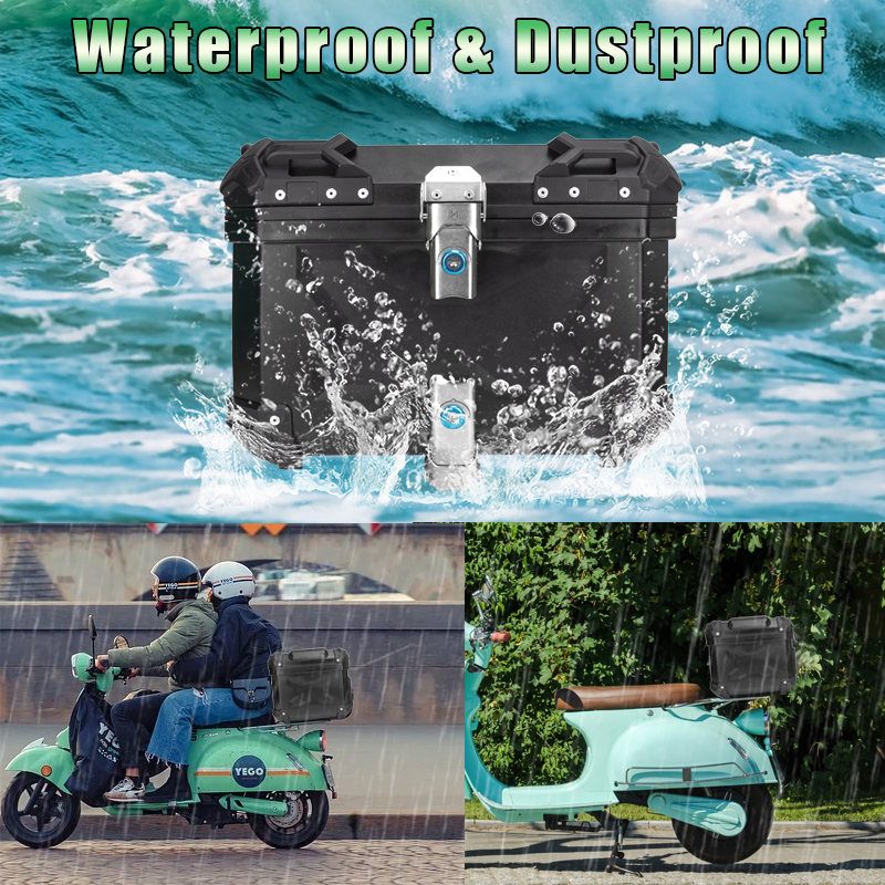 HNJ Top Box Motorcycle 36/45/58 Liters Hard Plastic Alloy Top Box With ...