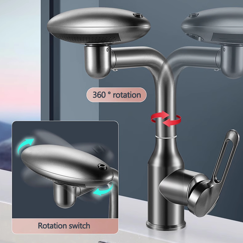 Rotation Water Faucet Waterfall 4 In 1 Kitchen Faucet Flexible bathroom ...