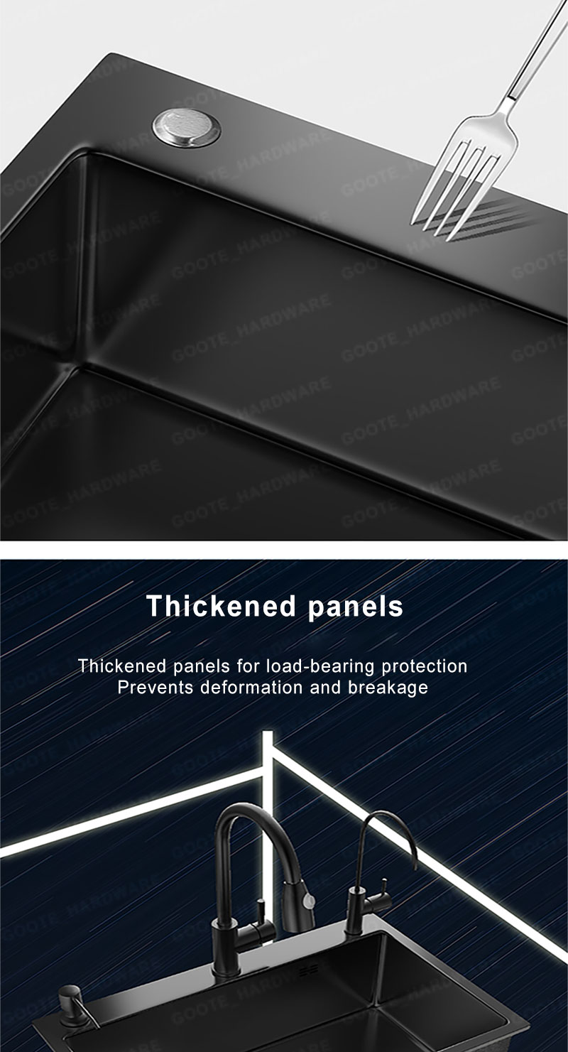 SUS304 Kitchen Sink Thickness Single Double Black & Silver Stainless ...