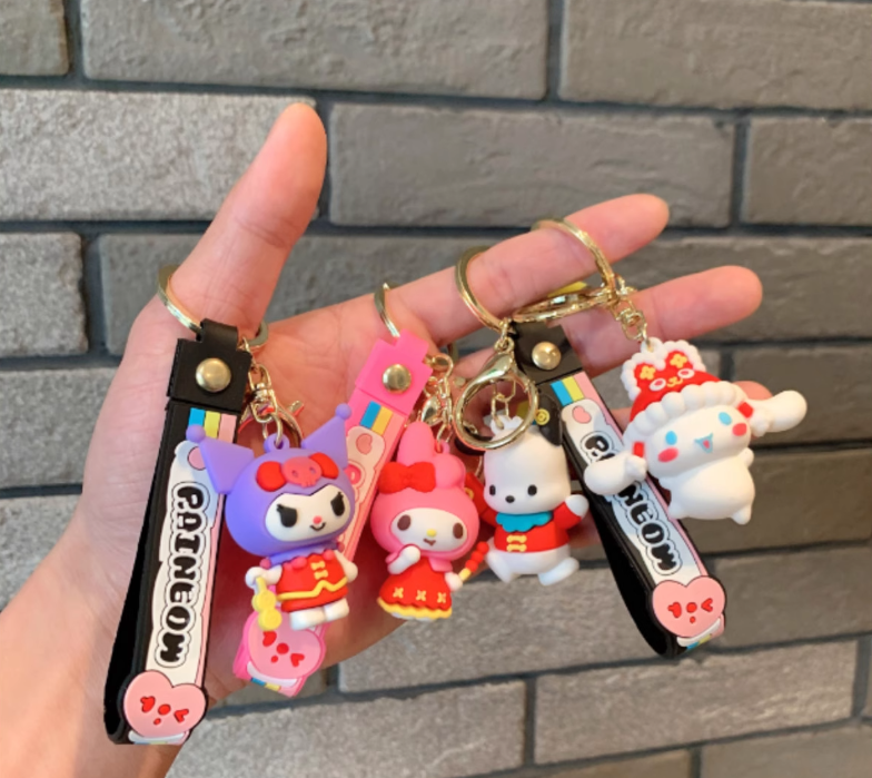 Sanrio keychain,labubu Kuromi/Cinnamon Roll/Melody cartoon keychain ...