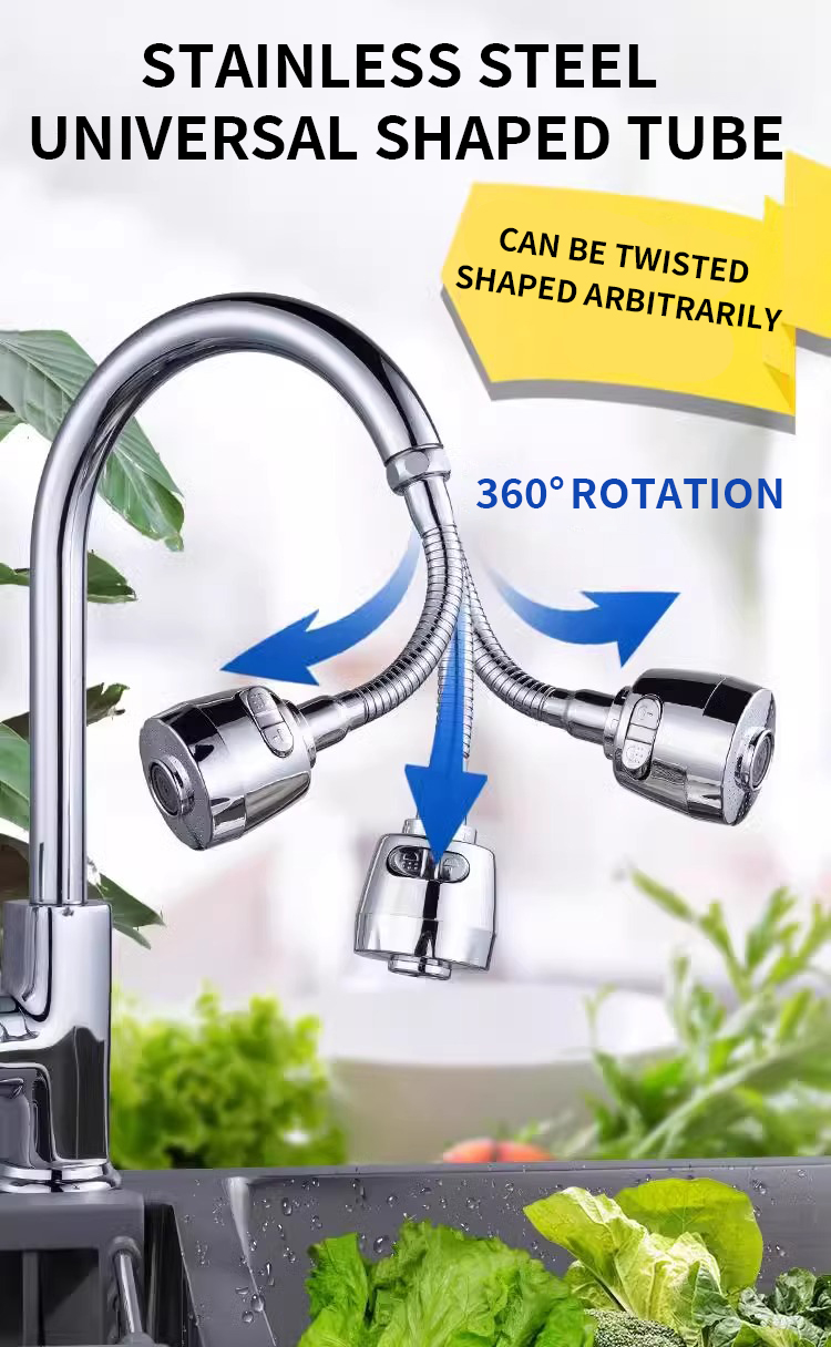 2 Modes, Water saving, Flexible Faucet Sprayer Attachment, 360 ...