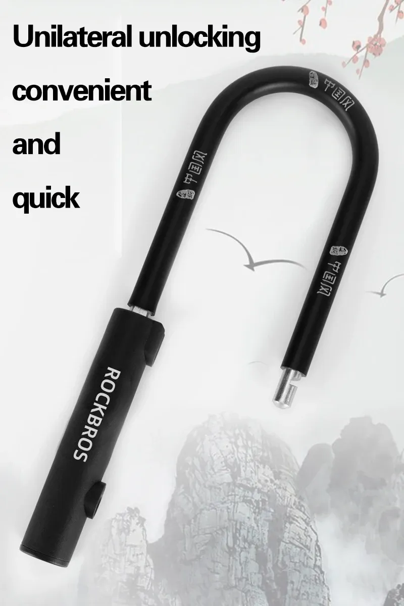 ROCKBROS Bicycle U Lock Optionally Available With Steel Cable Anti-theft Safety Bike Lock Cable ...