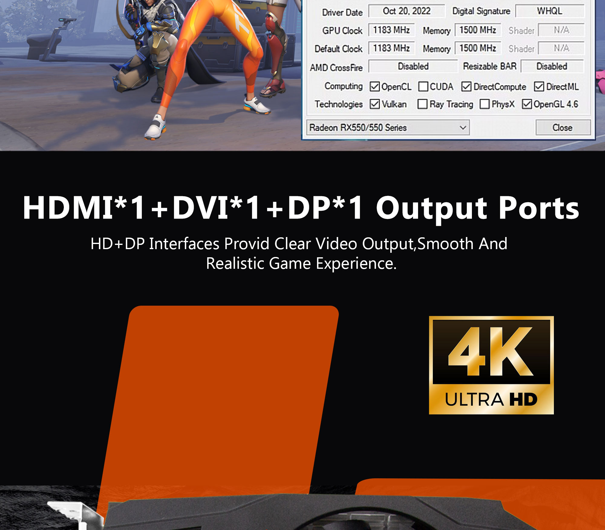 AISURIX NEW RX 550 4GB GDDR5 SFF Graphics Card GPU Video Card Gaming ...