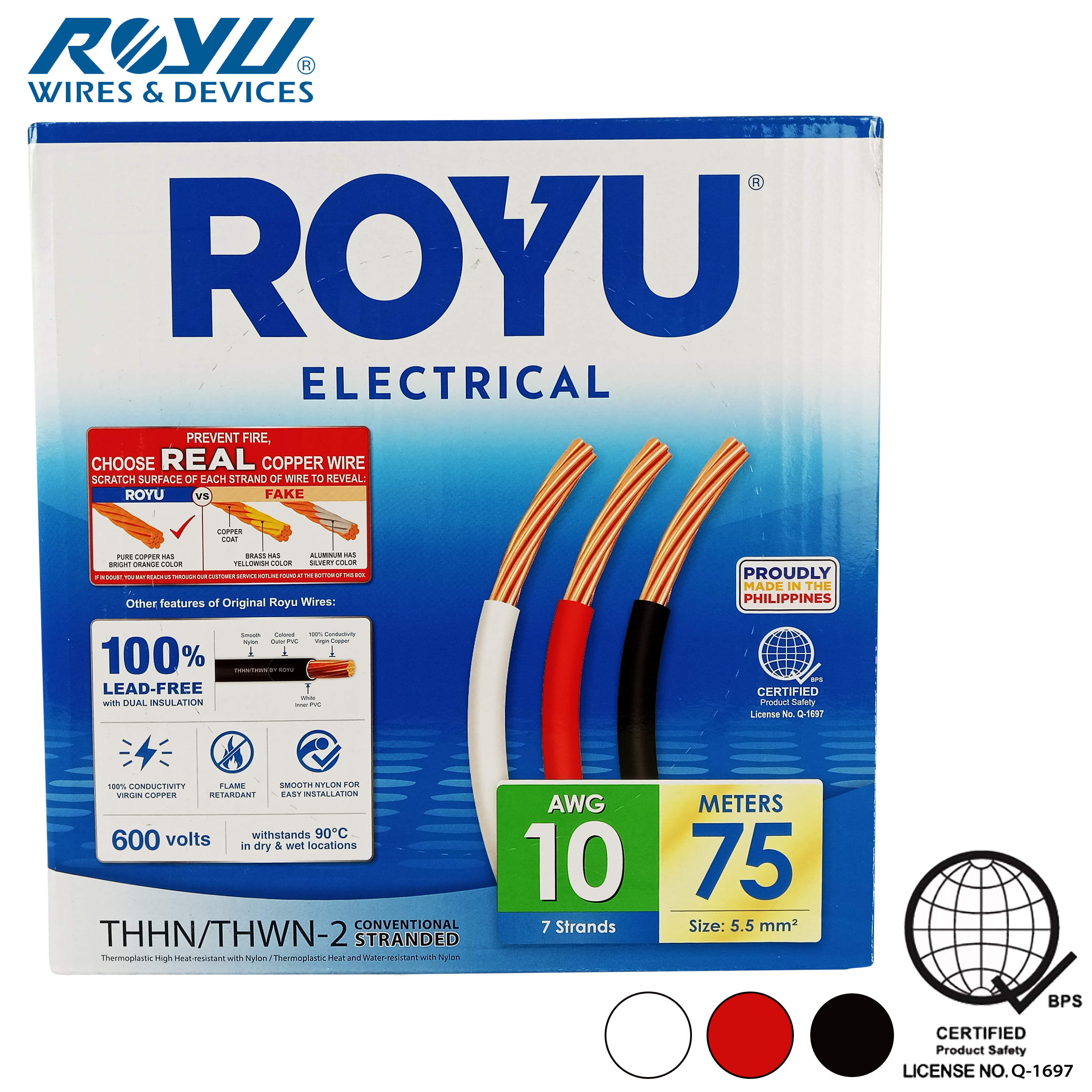 Royu by Winland THHN/THWN Stranded Wire 5.5mm² RTN10A Stranded 75 ...