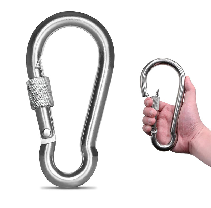 304 Stainless Steel Lock Carabiner Hook Snap Clip Galvanized Metal ...