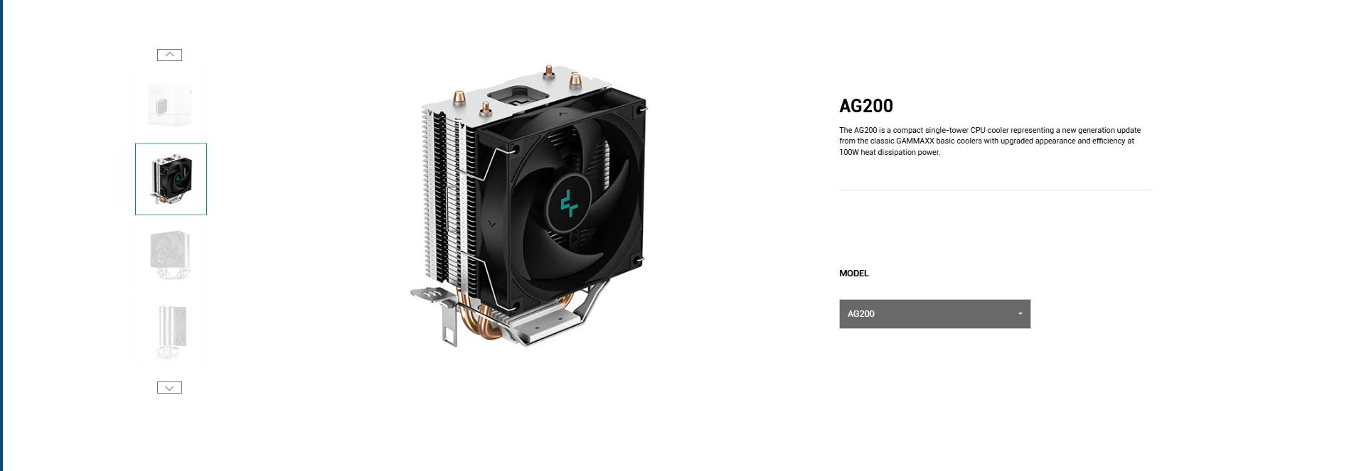 Deepcool CPU Cooler Fan Gammaxx AG200 Single Tower Hydro Bearing Black ...