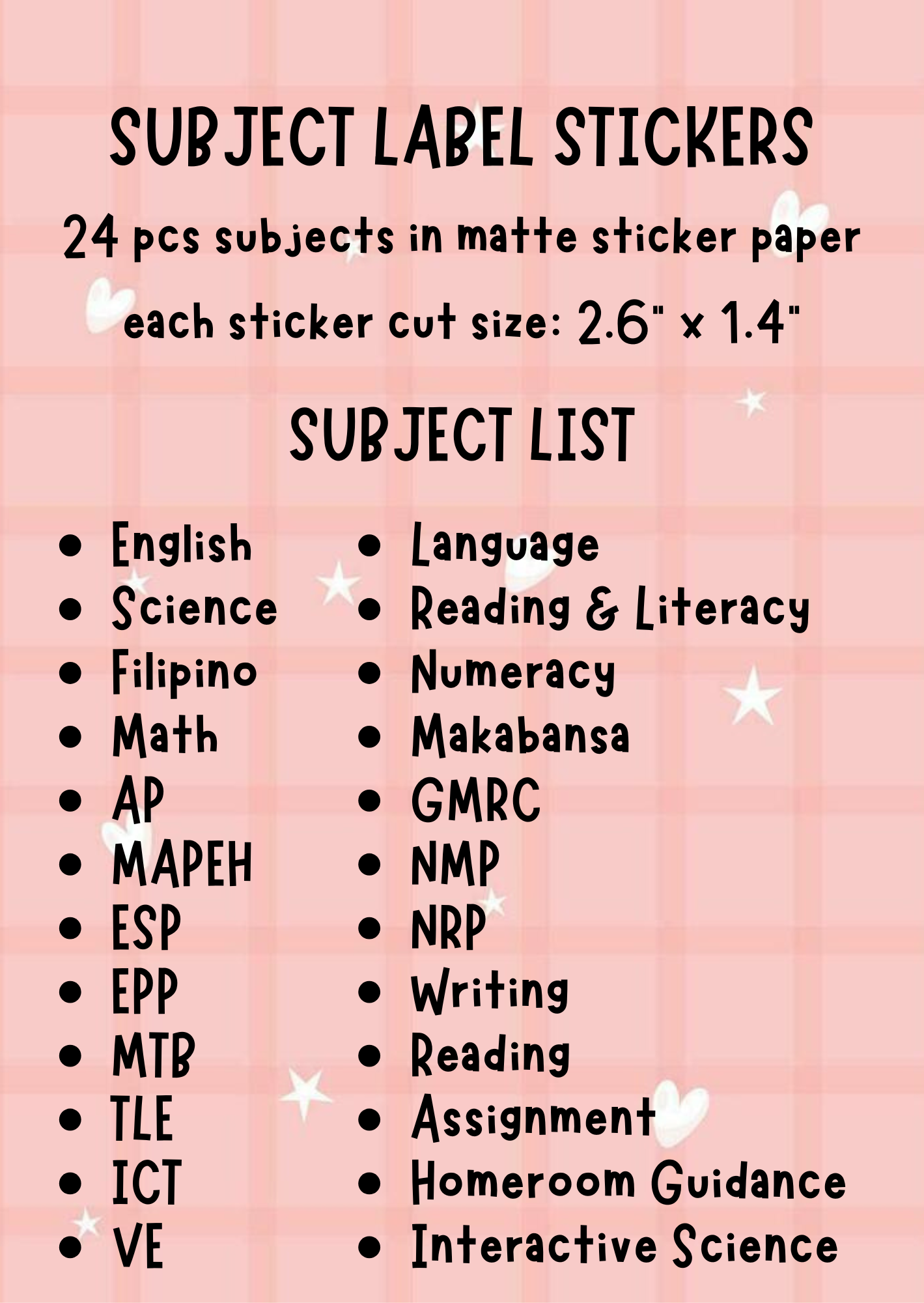 School Subject Label Sticker - 24 SUBJECTS | Shopee Philippines