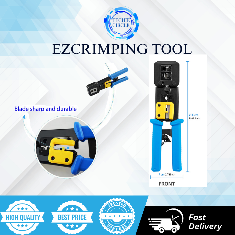 Techie Circle RJ45 Crimper Crimping Tool for Passthrough RJ45 Connector ...