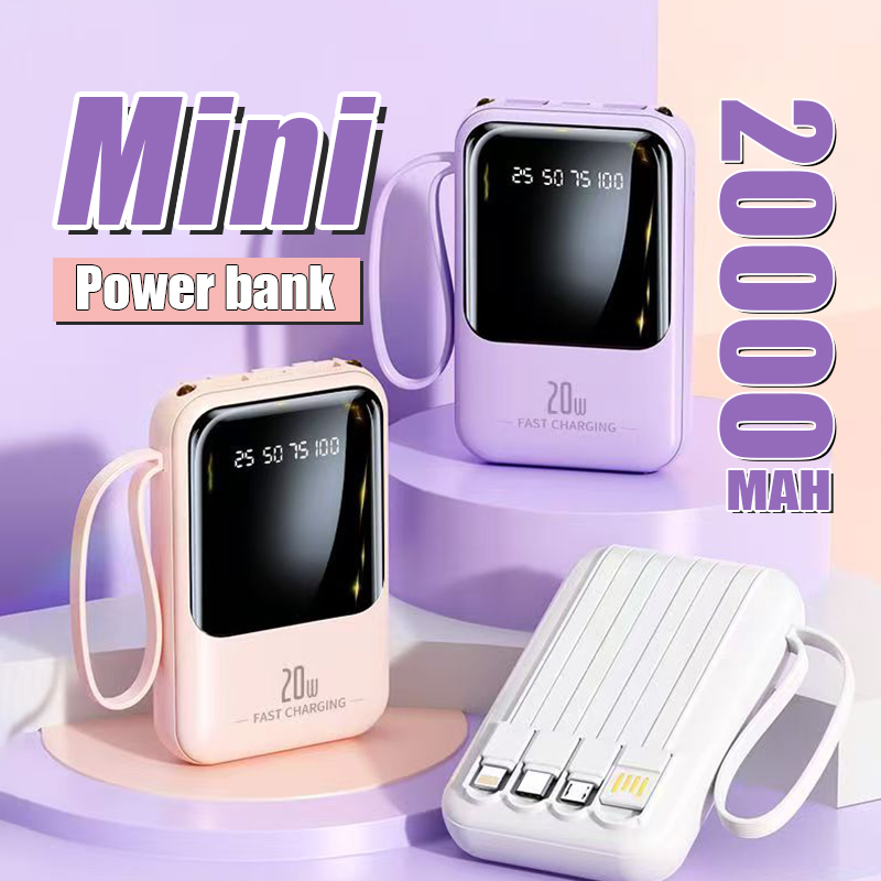 Mobile power bank 20000mAh large capacity 4 in 1 portable mini mobile ...