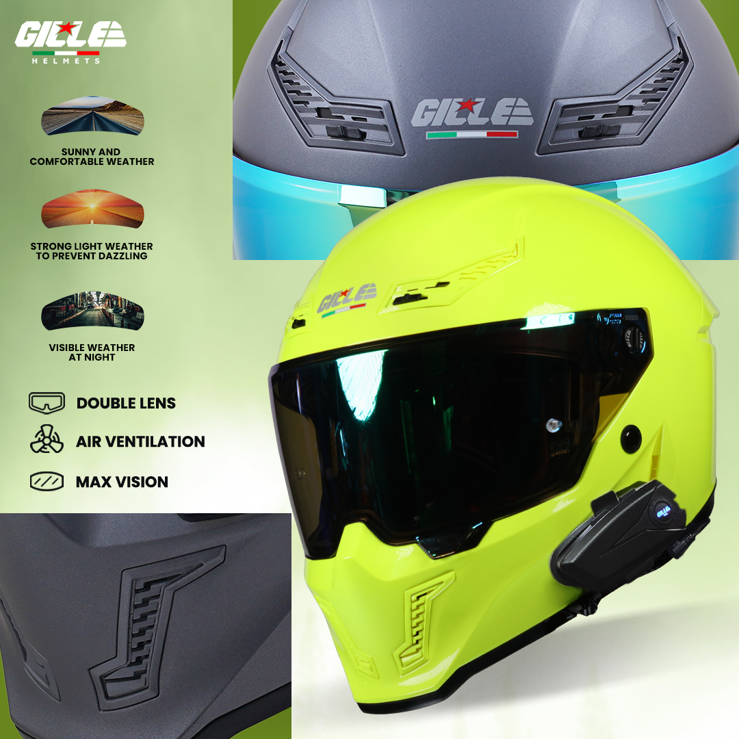 GILLE ASTRAL Maori Dual Visor Retro Vintage Helmet Full Face Motorcycle ...
