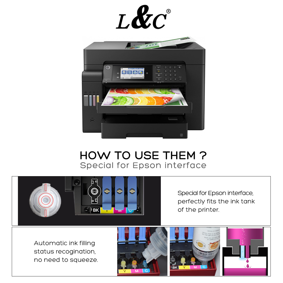 L&C 057 Dye Ink For Epson L8050 L18050 L 8050 L 18050 Printer For Epson ...