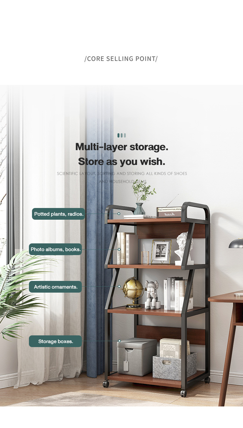 Office Storage Rack With wheel 2/3/4Layers PC case Rack printer rack ...