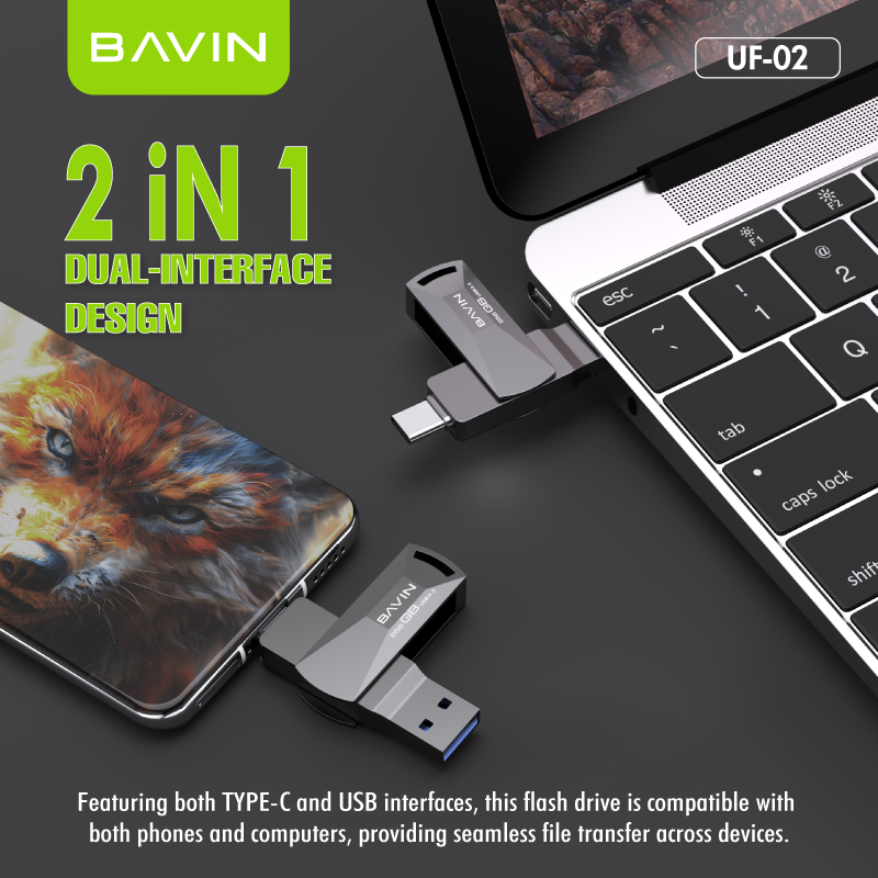 BAVIN UF02 Dual Interface USB 3.2 & Type-C Flash Drive High-Speed Plug ...
