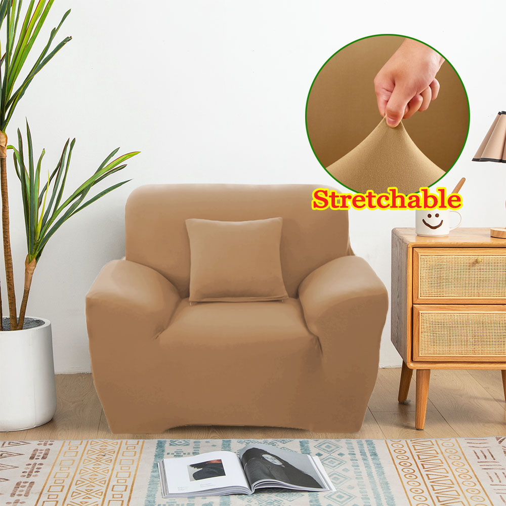 Single Sofa Cover Stretchable Plain 1 Seater Sofa Cover with Armrest ...
