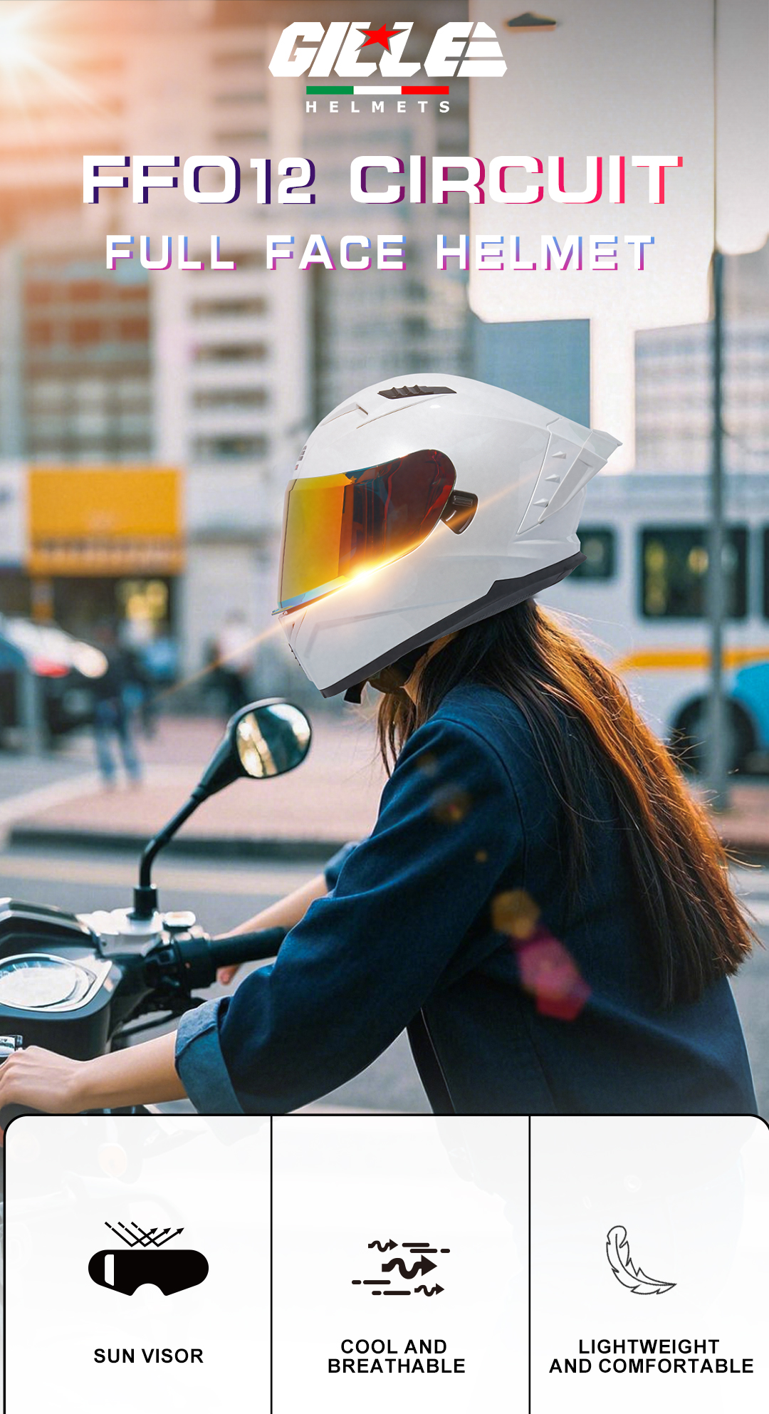 GILLE 843 CIRCUIT REVO VISOR Motorcycle Helmet Full Face Helmet For Men ...