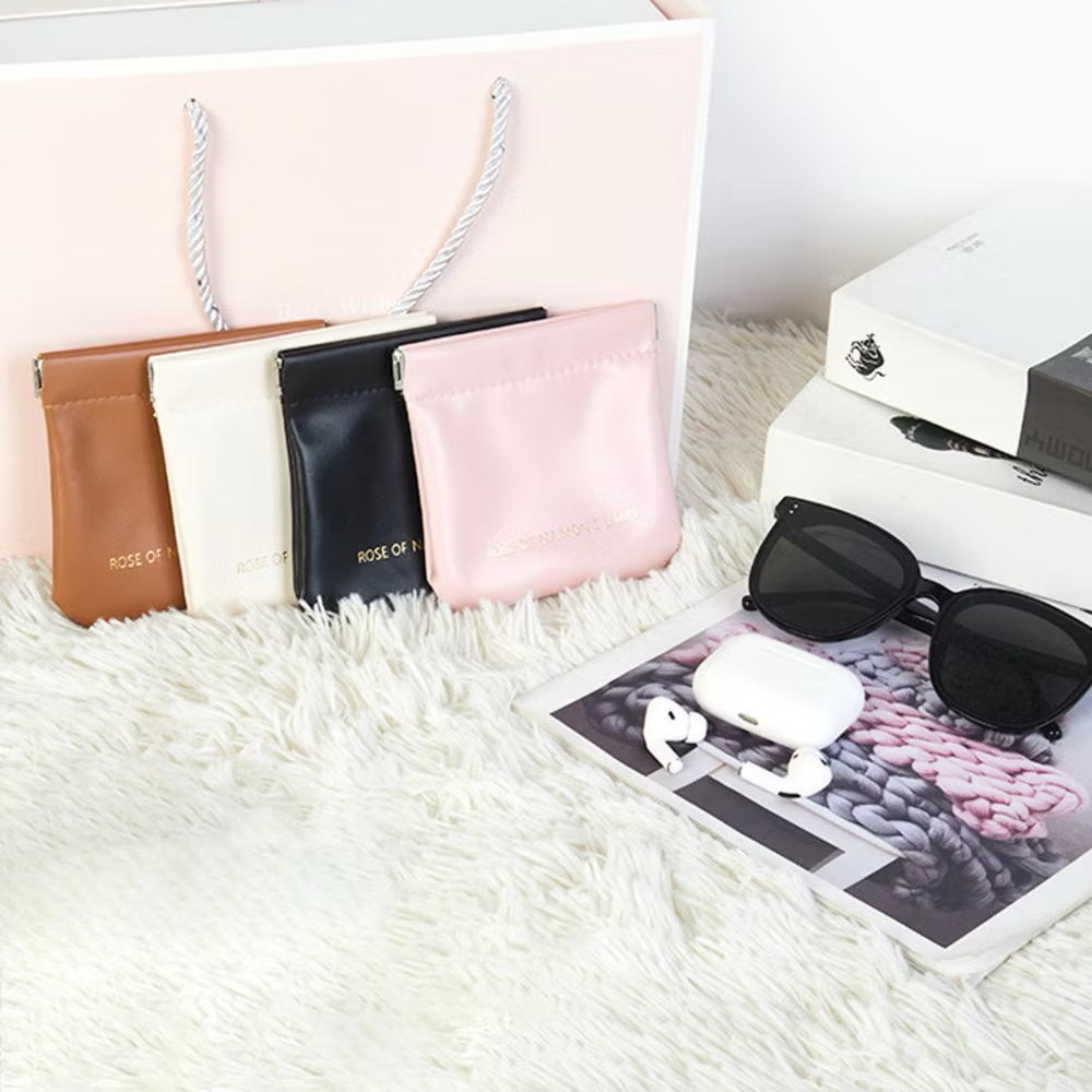 NECK PU leather Storage Bag Mini Coin Wallet Self-closing storage bag ...