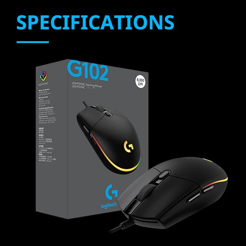 Logitech G102 Light Sync Gaming Wired Mouse | Gaming Grade Sensor 8k DPI | Light Weight Mouse ...