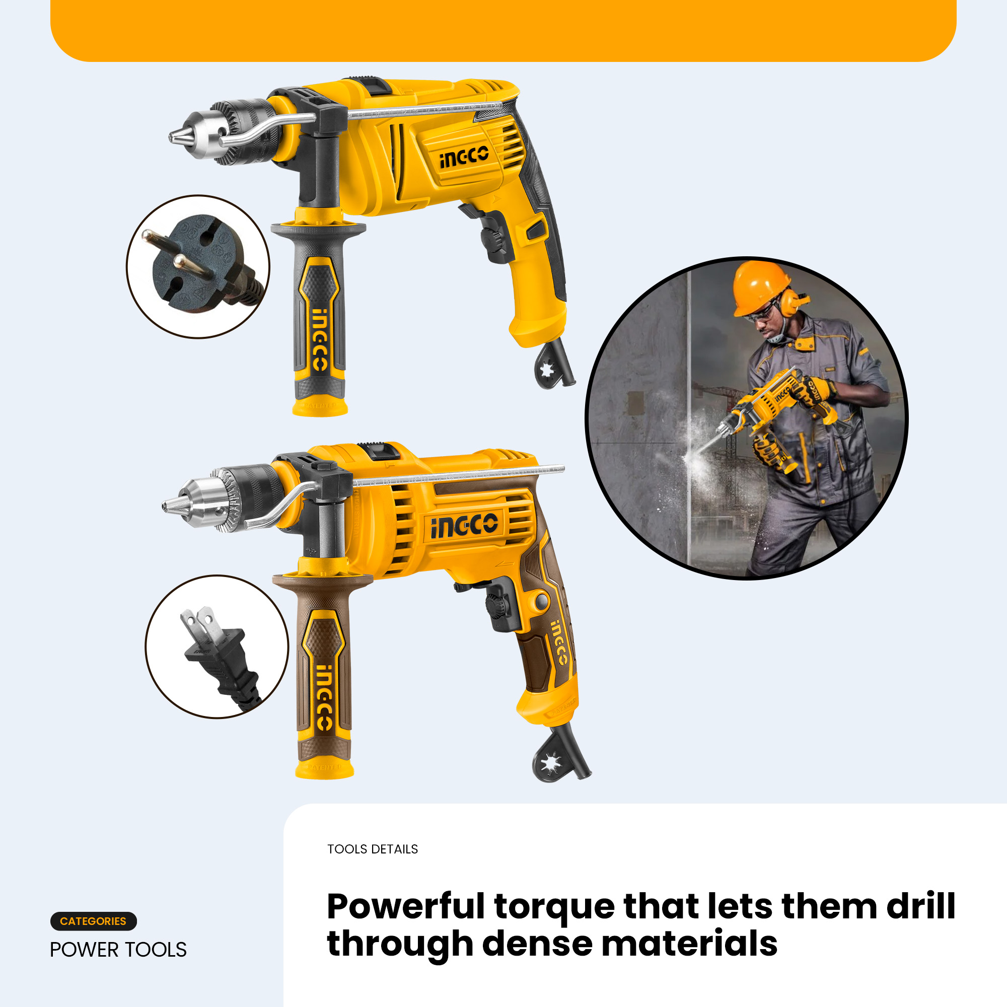 Ingco 810W/850W Impact Hammer Drill 13mm Concrete Drilling Electric ...