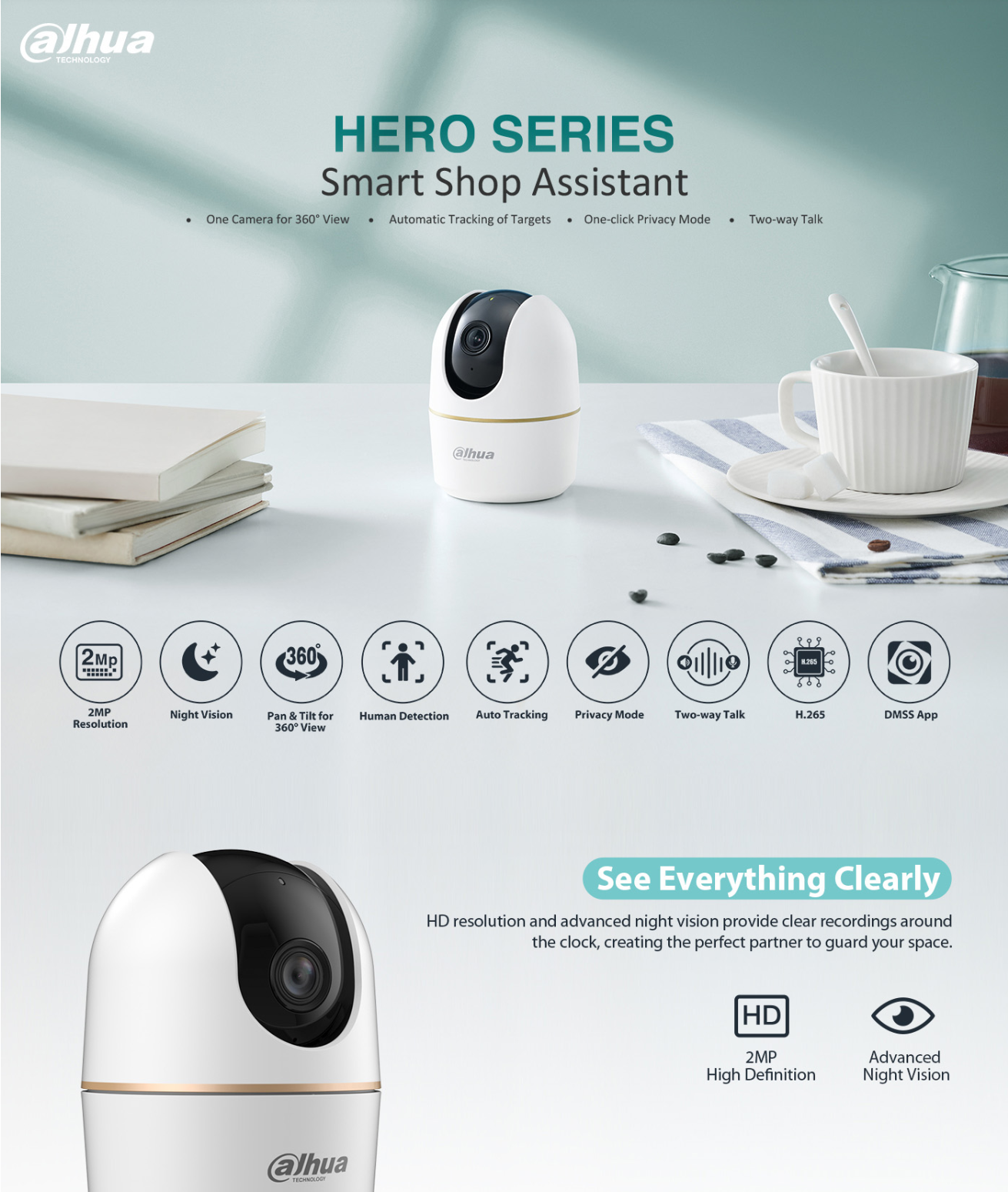 Dahua Hero A1 H2C 2MP / H4C 4MP DH-H2C-P-0280B-S2 DH-H4C-P-0280B-S2 Indoor Wifi Camera | Shopee ...