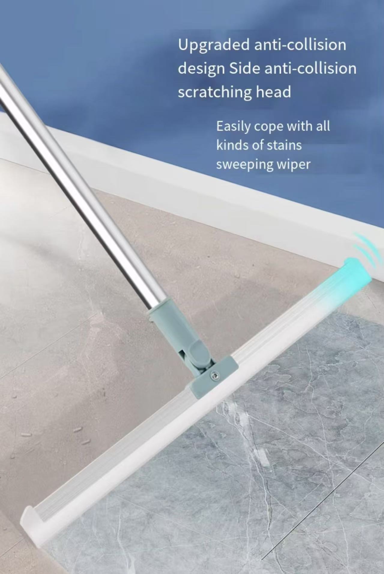 Floor Window Wiper Scraper 180 Degrees Rotatable Hand Push Mop Sweeper ...