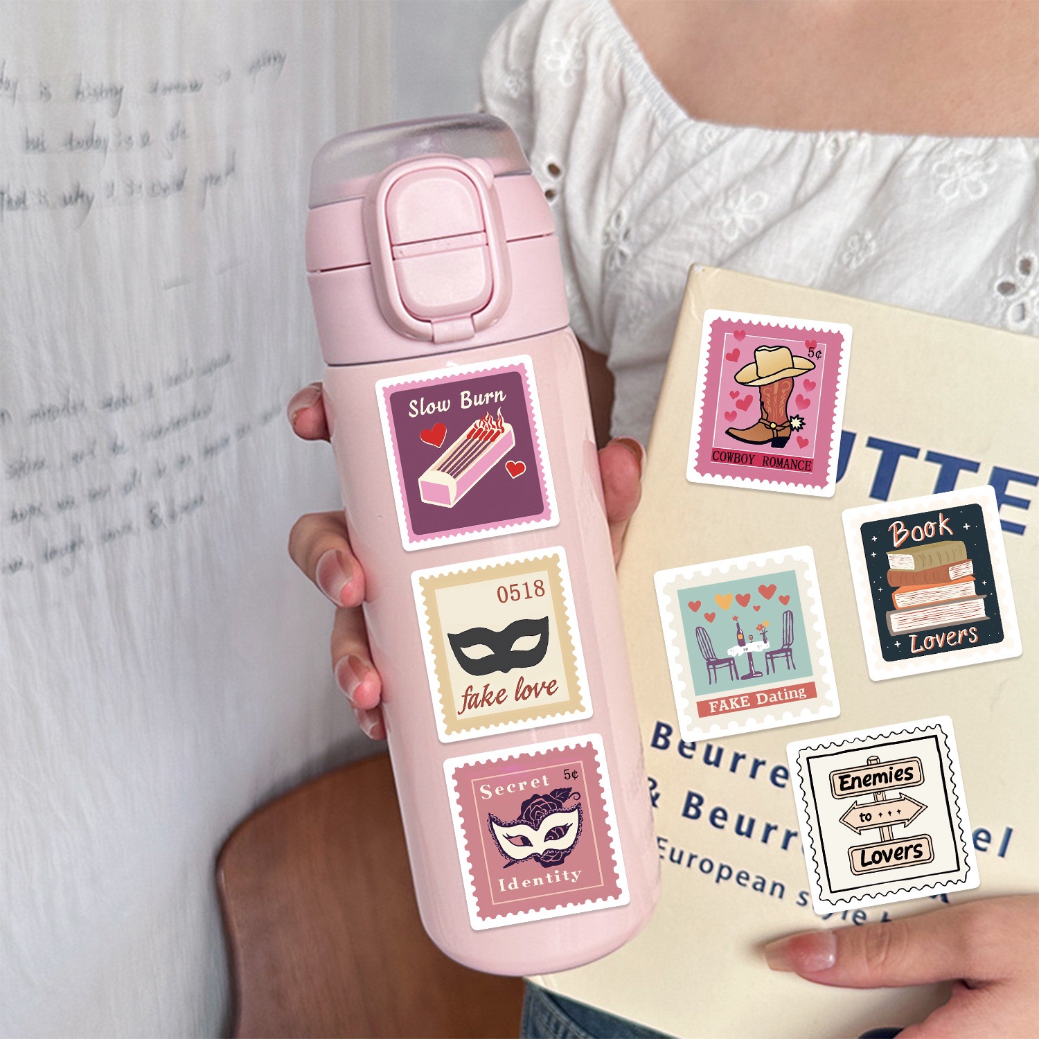 50Pcs/Set Books Stamps Art Series Stickers DIY Fashion Waterproof ...