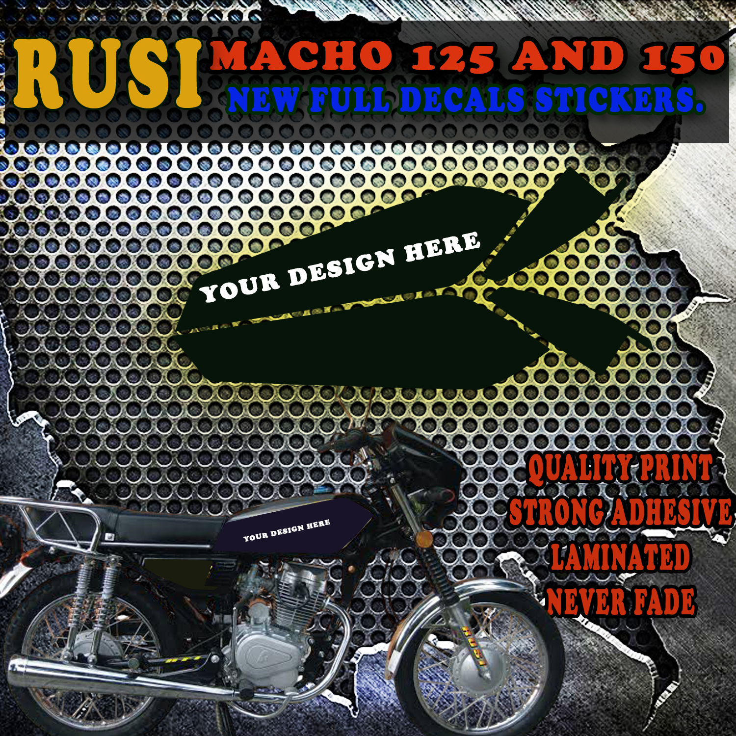 HOT TOY DECALS FOR RUSI MACHO TC 125/150/175 MOTORCYCLE/ RUSI MACHO HOT ...