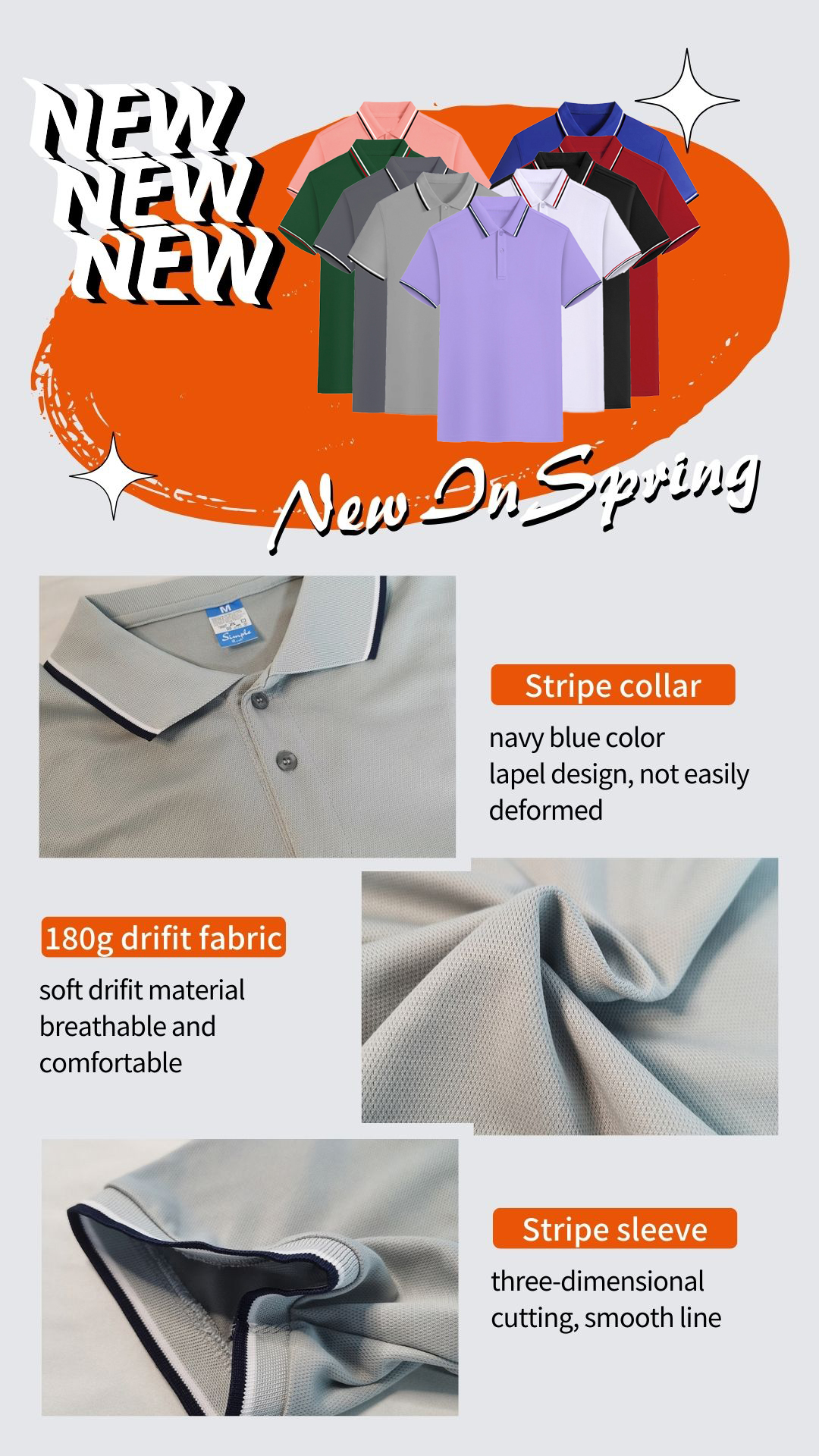 POLO multiple color striped polo shirts occasion business men's golf ...