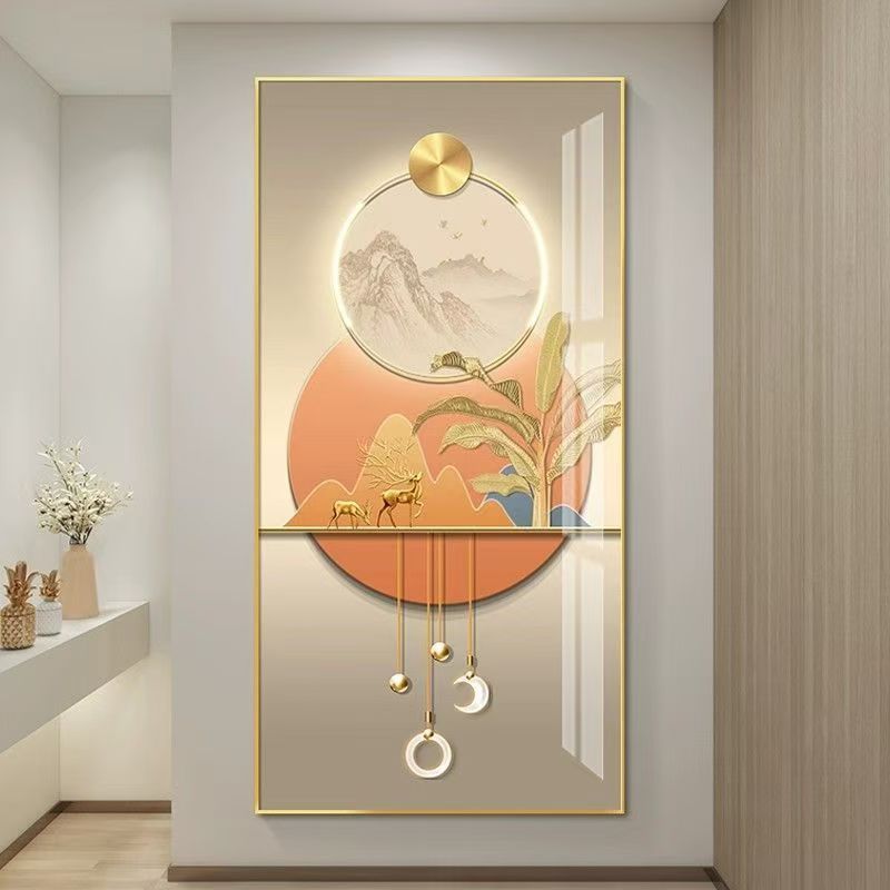 Modern entrance frescoes with gold frame wall decorations painting ...