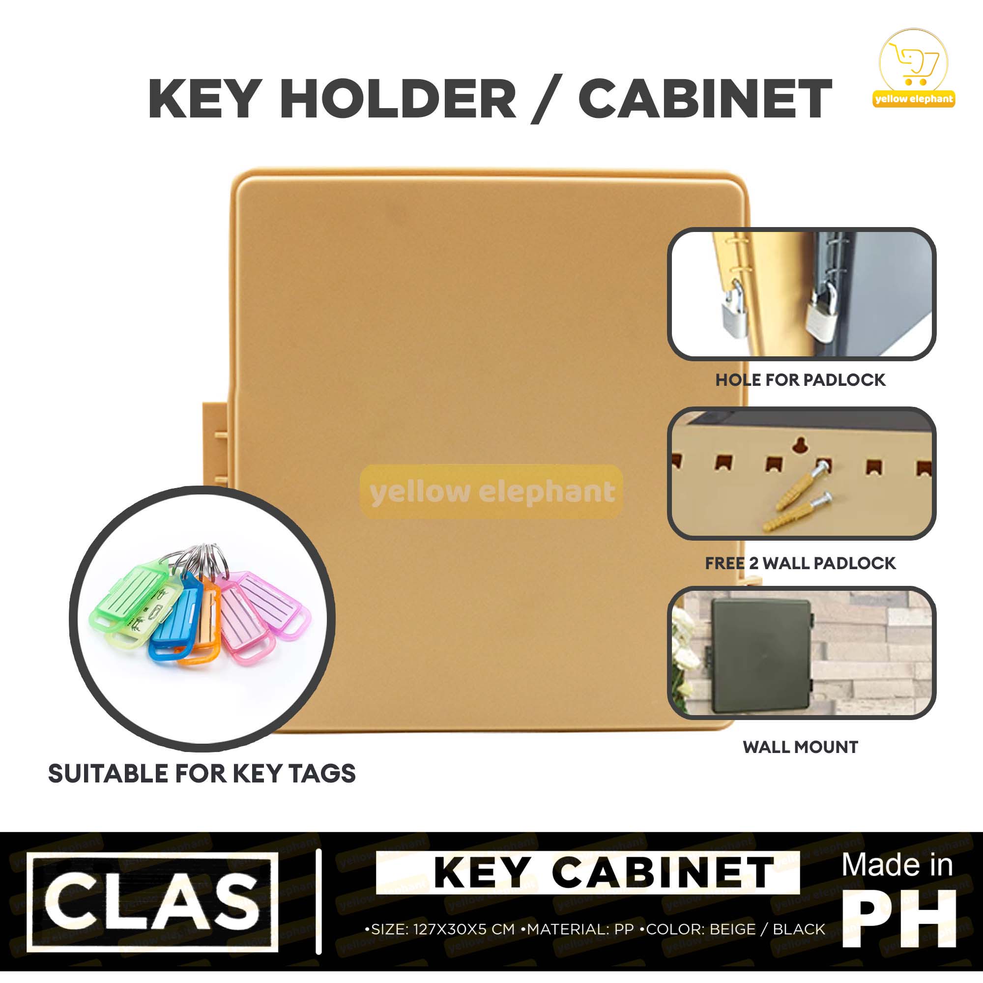 Clas Plastic Key Holder Cabinet 27 x 30cm Holds 16 Keychains Susi Chain ...