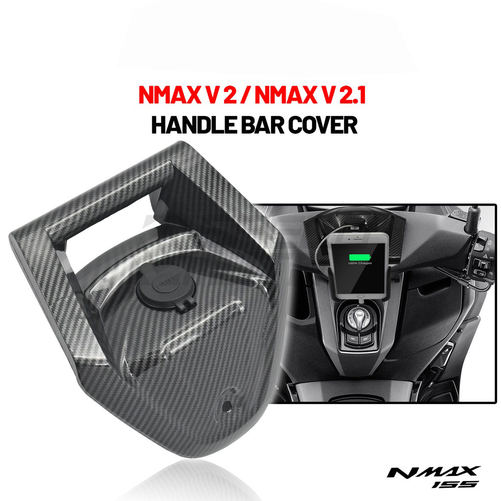 NMAX V2 Handle Bar Cover with USB Port Phone Charger and Clamp Bar ...