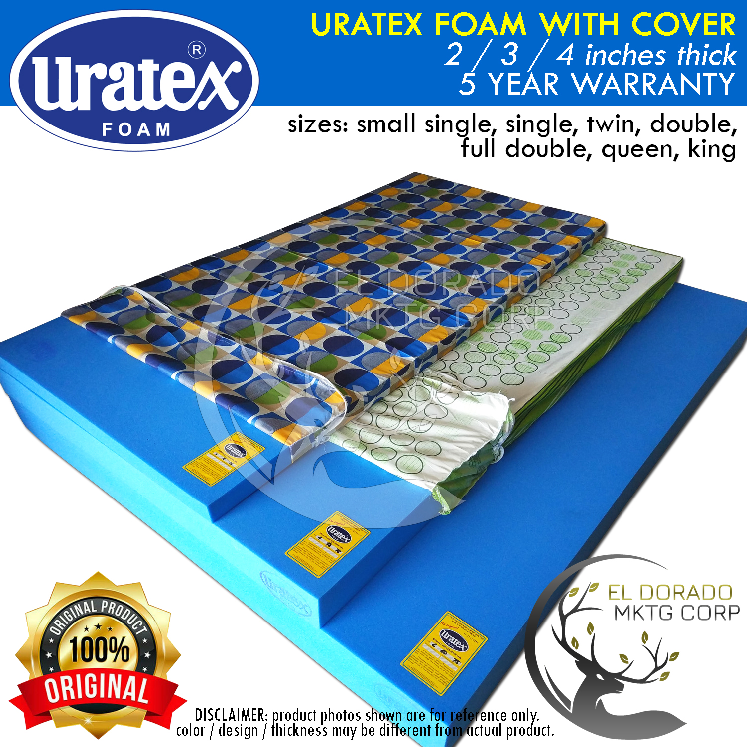 Uratex Foam with Cover 2 / 3 / 4 inches 100% ORIGINAL single double ...