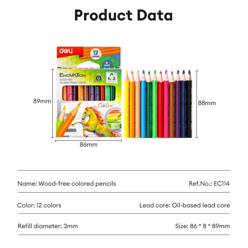Deli 12PCS Color Pencil Student Drawing Art Painting Colored Set ...