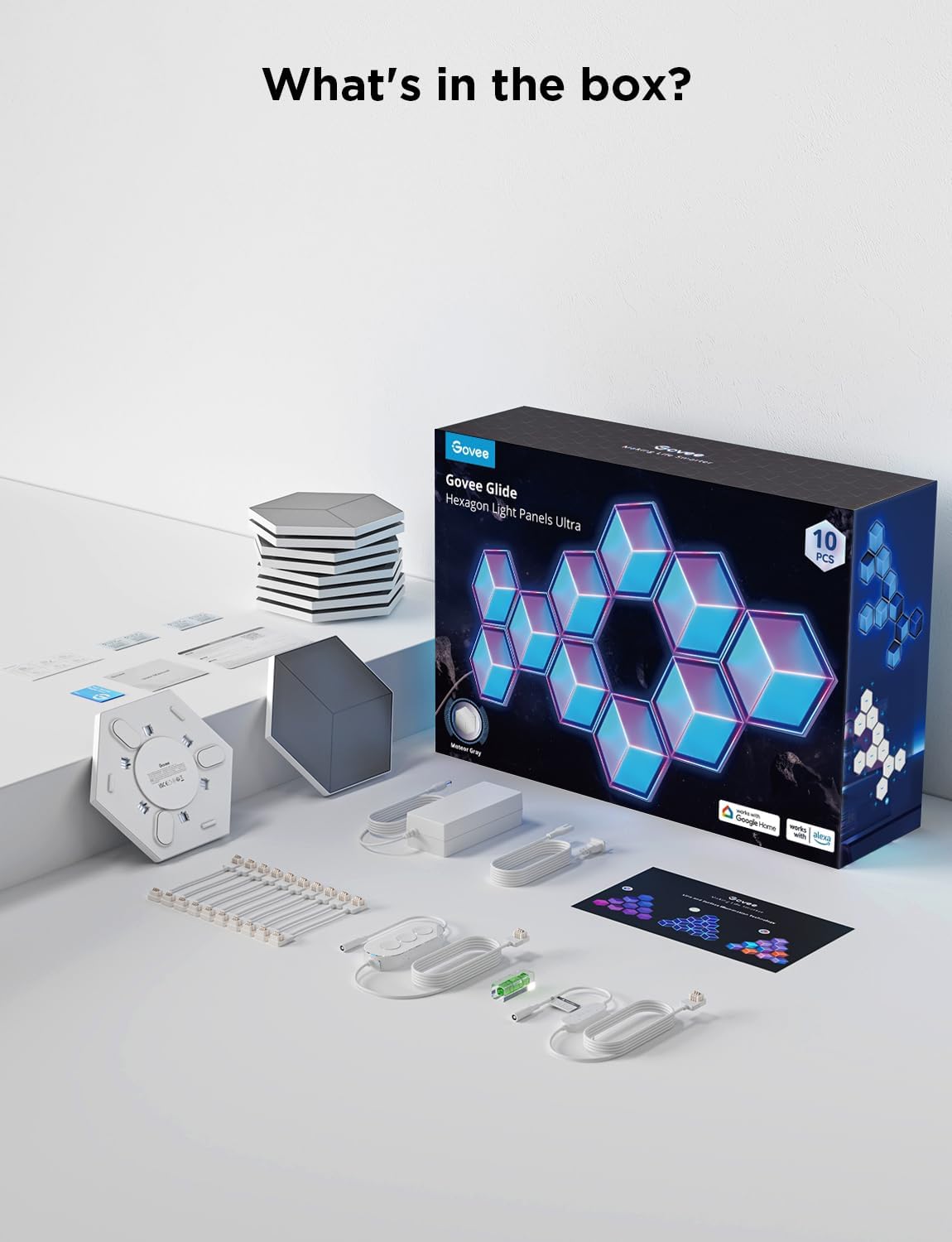 Govee Glide Hexagon Ultra LED 10 Light Panels RGBIC 3D Hexa Ultra Wall ...