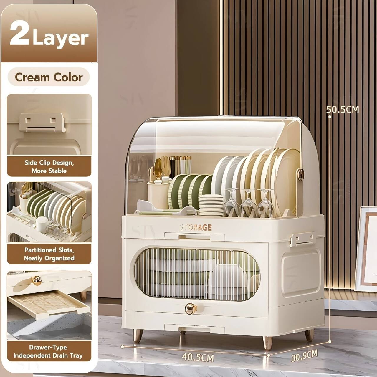 COD Plastic Dish Cabinet Foldable Dish Drainer Drying Rack Aesthetic ...